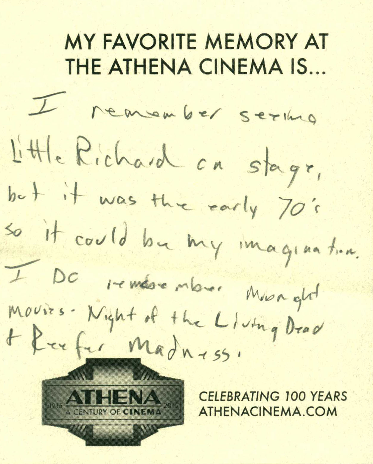 Our 100th Anniversary: Wednesday, June 3, 2015 | The Athena Cinema