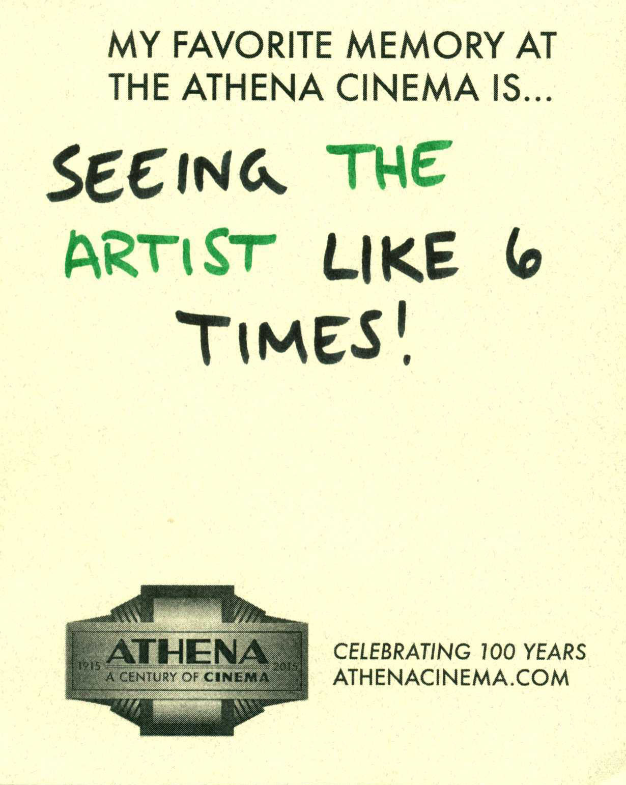 Our 100th Anniversary: Wednesday, June 3, 2015 | The Athena Cinema