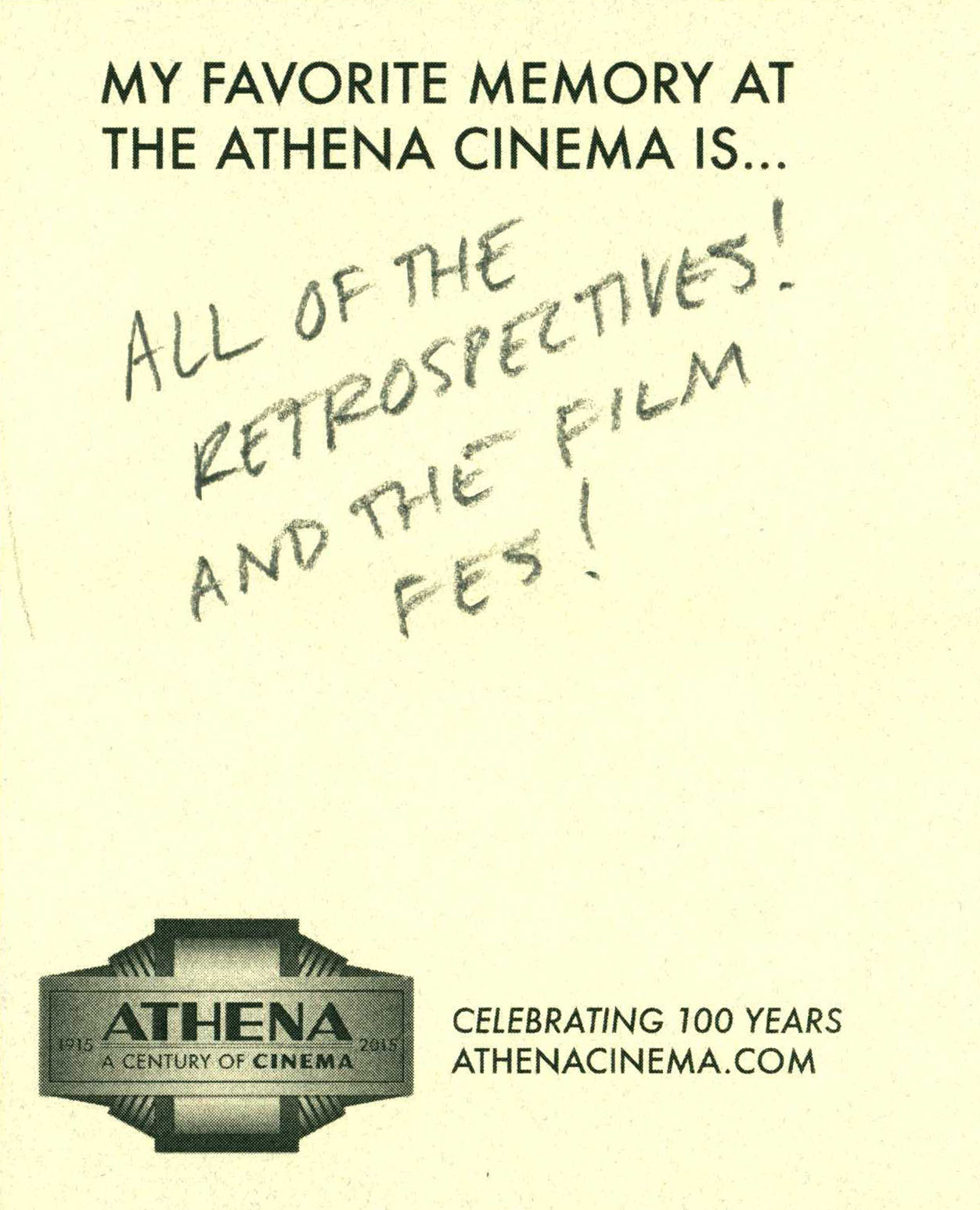 Our 100th Anniversary: Wednesday, June 3, 2015 | The Athena Cinema